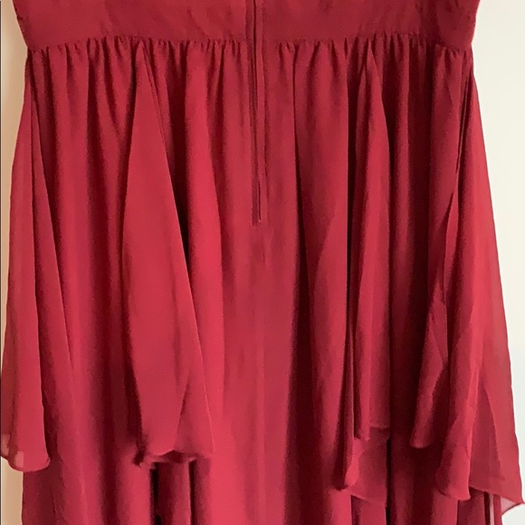 Modcloth | Dresses | Burgundy Ruffle Maxi Dress | Poshmark